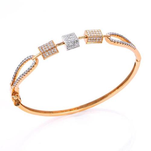 18kt Rose Gold Block Bracelet for Women