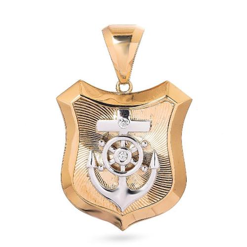 Navy Anchor Barge Gold Pendant