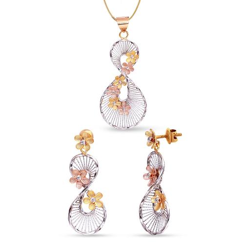 22kt Gold Pendant Set with Floral Drop Design